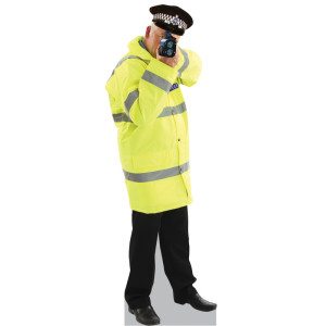 Cardboard Cutout Policeman Cutting Crime - Print Colchester
